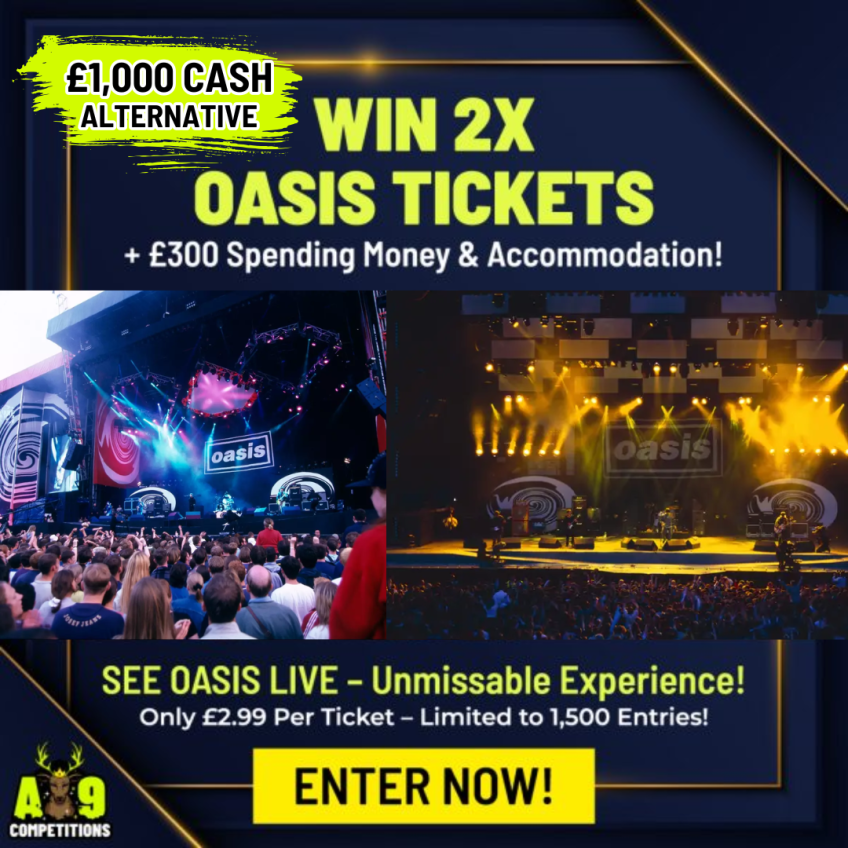 2xVIP Oasis Tickets + £300 CASH & Accommodation! (OR £1,000 CASH) – A9 ...